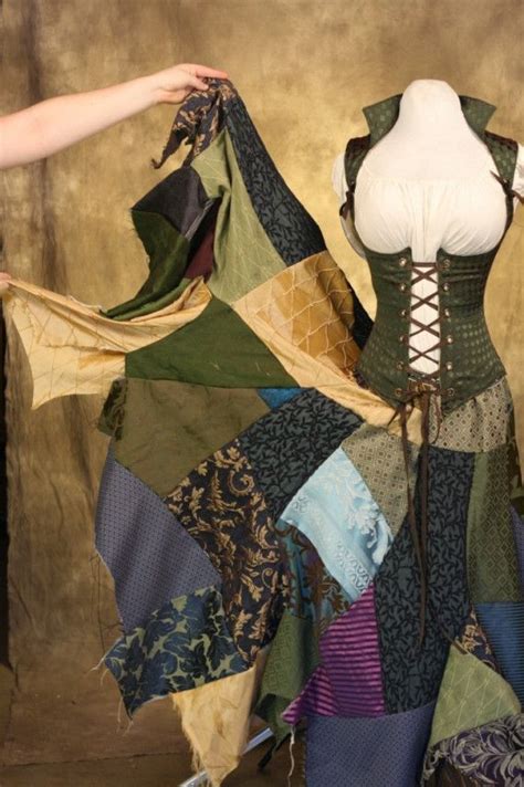 Green And Blue Patchwork Gown Renaissance Clothing Green Patchwork