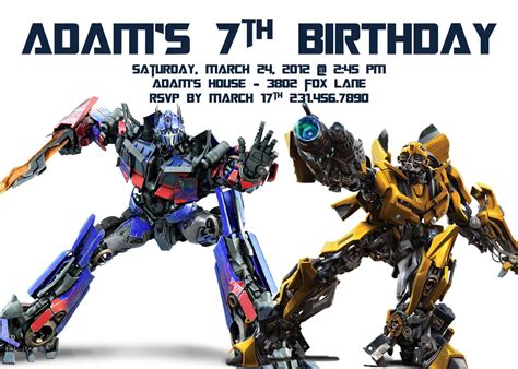 Transformers Birthday Party Invitations Template Transformer Birthday