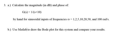 Solved Calculate The Magnitude In DB And Phase Of G S Chegg