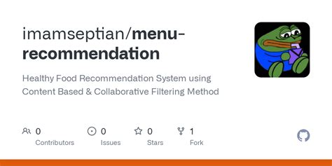 GitHub Imamseptian Menu Recommendation Healthy Food Recommendation System Using Content Based