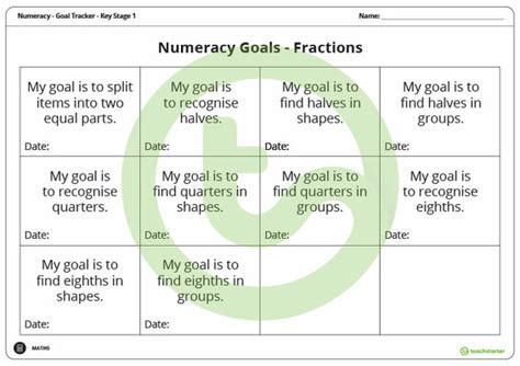 Goals Numeracy Key Stage 1 Teach Starter