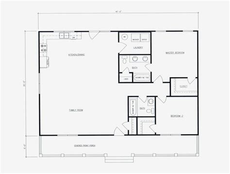 Simple Little 2 Bedroom 2 Bath Cabin 1380 Square Feet With Open Floor