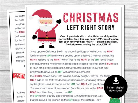 Christmas Left Right Game Holiday Party Activity Digital Download Etsy