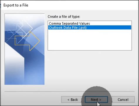 Choose Outlook Data File