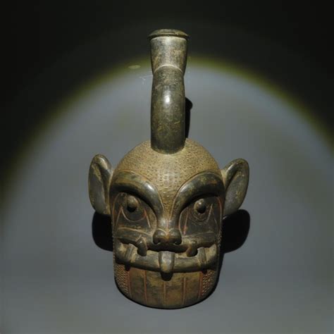 Chavín Perú Terracota Figura Jaguar Huaco 27 Cm H Muy Fino Con Licencia De Exportación