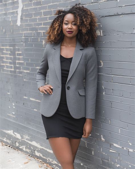 Steel Grey Blazer With Black Dress