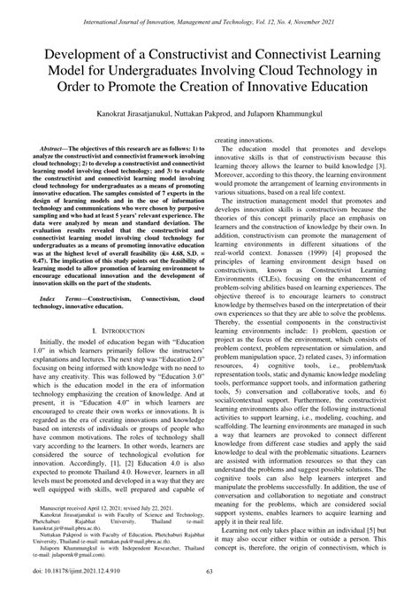 [pdf] Development Of A Constructivist And Connectivist Learning Model For Undergraduates