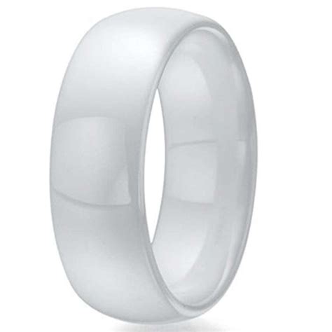 Couples Womens Or Mens White Polished Ceramic Wedding Band
