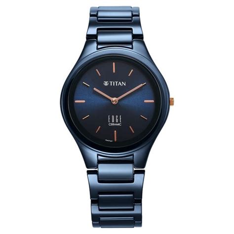 Buy Online Titan Edge Ceramic Slim Ceramic Strap Atlantic Blue Dial