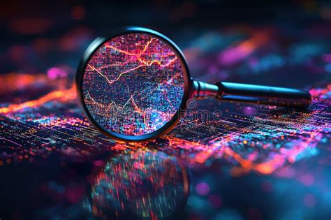 Data Analysis Unveiling Insights With Magnifying Glass Over Dynamic Digital Charts And Graphs