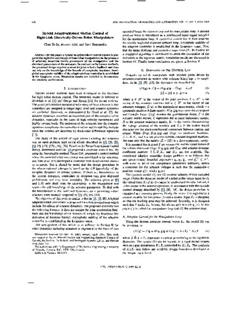 pdf hybrid adaptive robust motion control of rigid link electrically