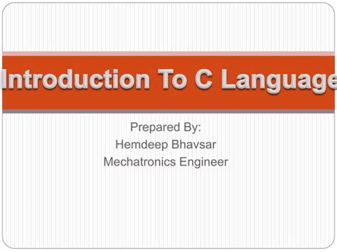 Intoduction To C Language Pptx Programming Languages Computing
