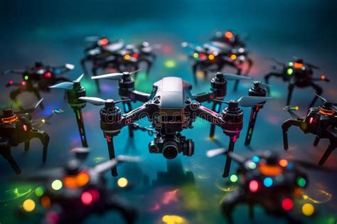 Miniature Drone Demonstration On The Table At Festival Generative Ai Stock Illustration
