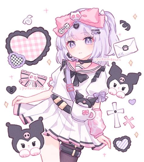 Yukomeow Kuromi Onegai My Melody Original Sanrio Highres 1girl