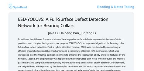 Esd Yolov5 A Full Surface Defect Detection Network For Bearing Collars