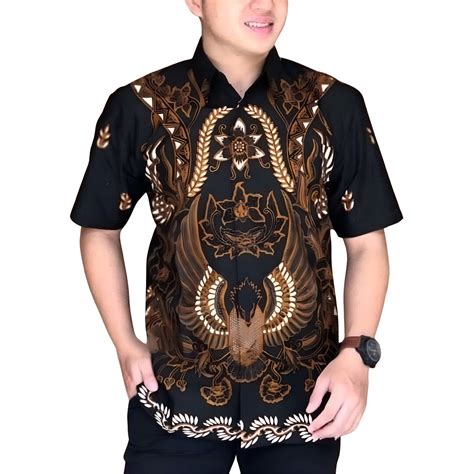 Mens Indonesia Batik Shirt Short Sleeve Unique Pattern Astama Etsy