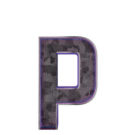 Premium Photo Letter P Metallic Futuristic Font With Blue Neon Lights