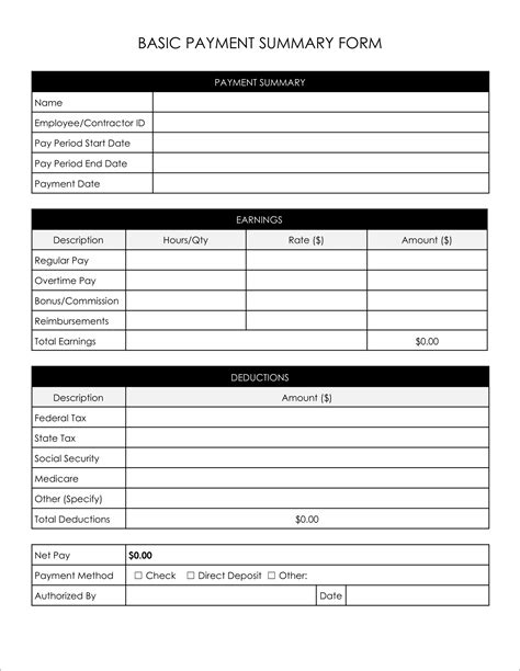6 Must Have Payment Summary Form Templates No Signups