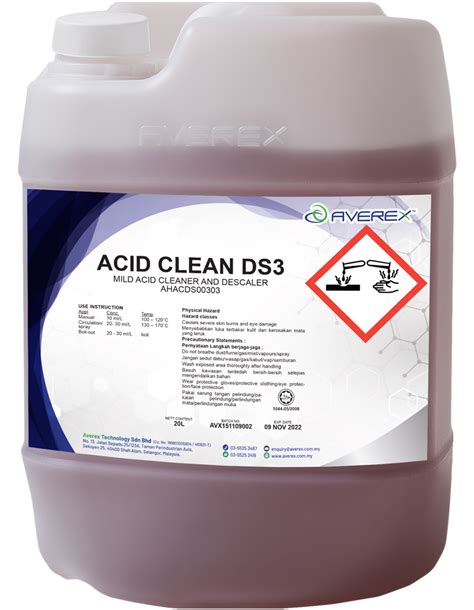Mild Acid Cleaner And Descaler Acid Clean Ds3 Averex Cleaning