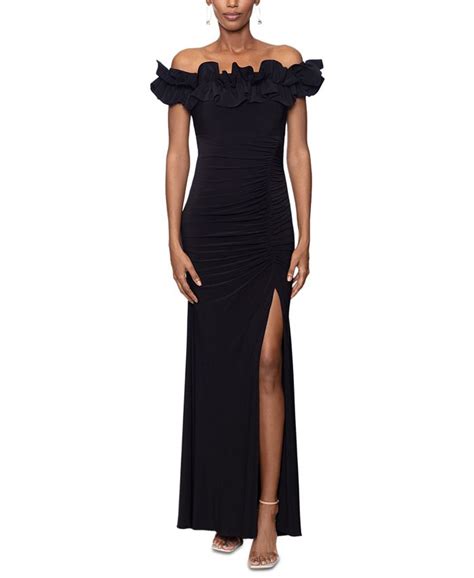 Xscape Womens Ruffled Off The Shoulder Dress Macys