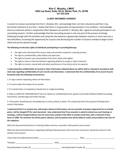 Informed Consent Therapy Template