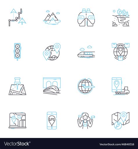 Location Tracking Linear Icons Set Geolocation Vector Image