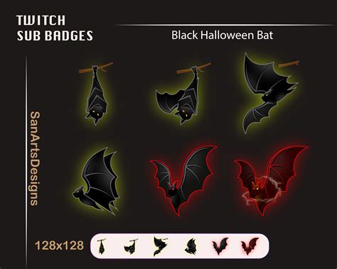 Black Halloween Bat Twitch Sub Badges Devil Bat Twitch Sub Badge Bat Kawaii Sub Bit Badge For