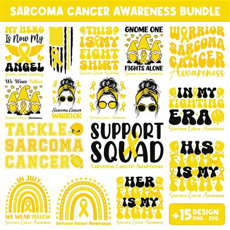 Sarcoma Cancer Awareness Svg Png Bundle Yellow Ribbon Support Digital