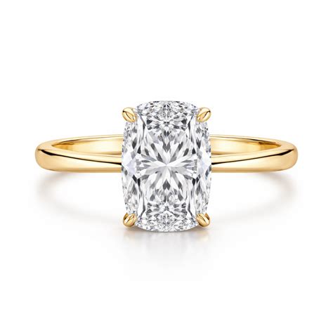 310ct Cushion Cut Lab Grown Solitaire Engagement Ring In 18k Yellow Gold