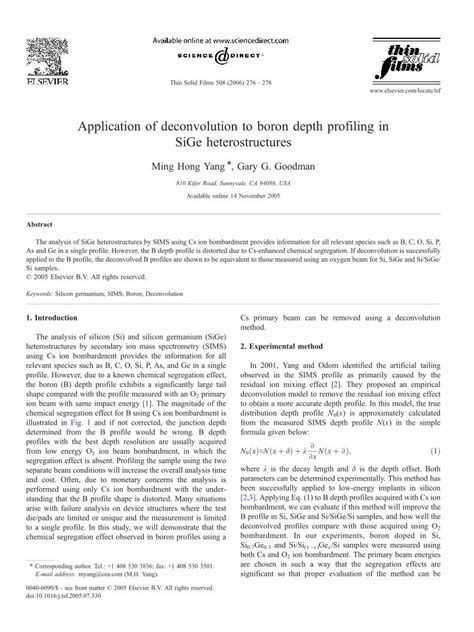 Pdf Application Of Deconvolution To Boron Depth Profiling In Sige