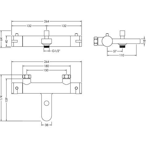 Nuie Chrome Wall Mounted Thermostatic Bath Shower Mixer Homebase