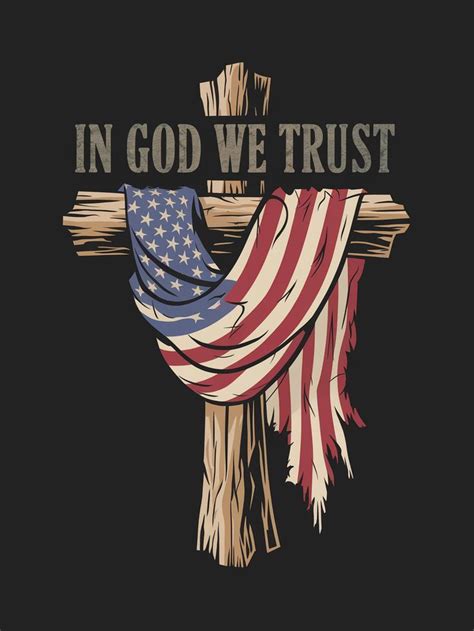 Cross Verse Usa Flag Design In God We Trust Wallpaper