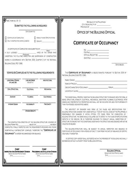 Fillable Online Pasigcity Gov Certificate Of Occupancy Ph Fax Email Print