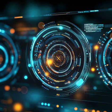 Futuristic Digital Interface Dynamic Data Visualization Panels Stock Illustration