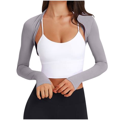 Apexfwdt Womens Long Sleeve Open Front Bolero Shrug Crop Top Cardigan