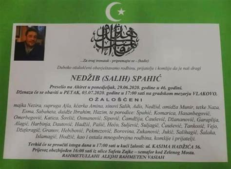 Dženaza Nedžibu Spahiću Džibi Sutra U Sarajevu Crna Hronika