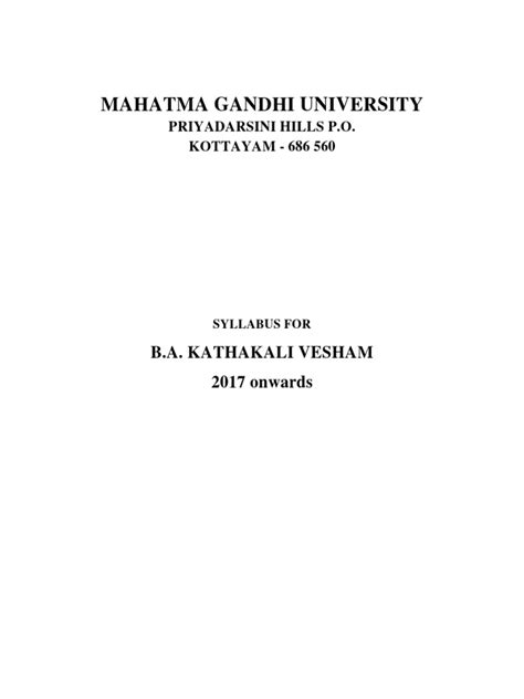 B A Kathakali Vesham 2017 Pdf Performing Arts