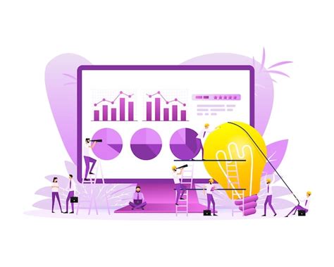 데이터 분석 개념 사람들이 3d 벡터 아이콘 재무 감사 차트 개념 프리미엄 벡터