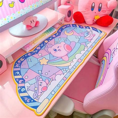 Cute Kirby Desk Mat Kirby Keyboard Mat Gamer Girl Decor Ts For Kirby Lovers Regisbox