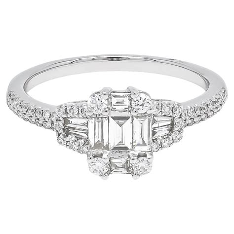 Natural Diamond Ring 055 Carats 18 Karats White Gold Statement
