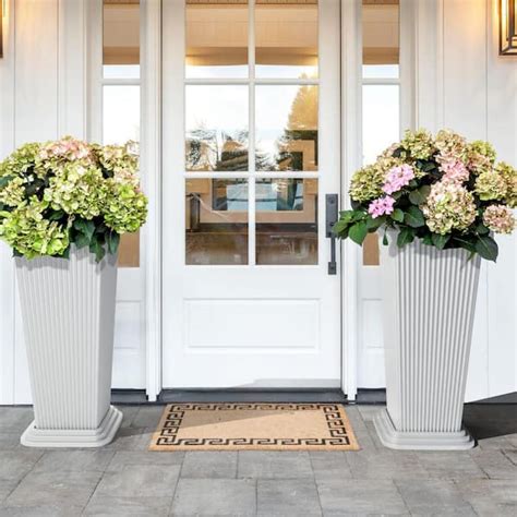 Tuyohw Extra Tall 24 In Square Planter Heavy Duty White Plastic For