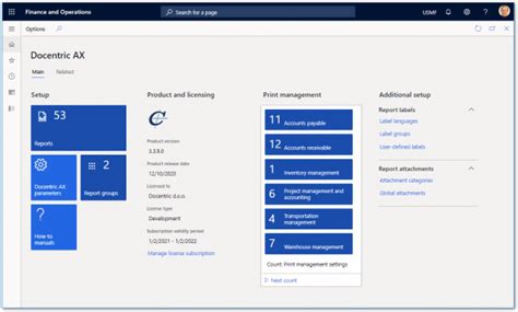 print management setup for all modules in one place
