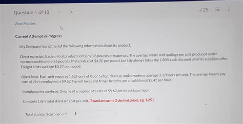 Solved Lily Company Has Gathered The Following Information