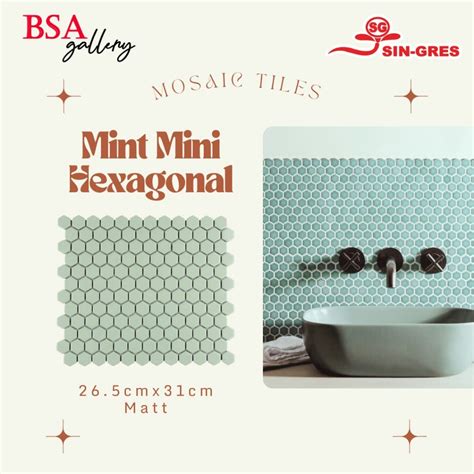 Jual Mosaic Tile Hexagonal Mini Hijau Mosaic Hexagon Mini Keramik Mosaic Dinding Lantai