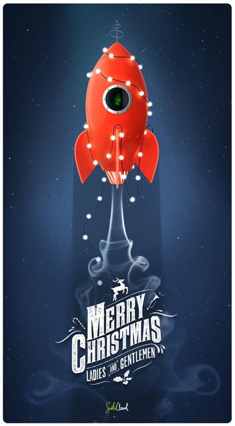 Christmas Rocket Mateusz Chmura Флаер Новогодние открытки Дизайн