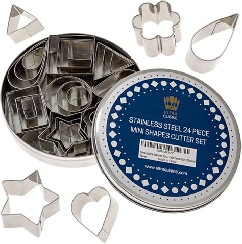 Ultra Cuisine Mini Cookie Cutter Shapes Set 24 Small Molds To Cut Out Pastry Dough