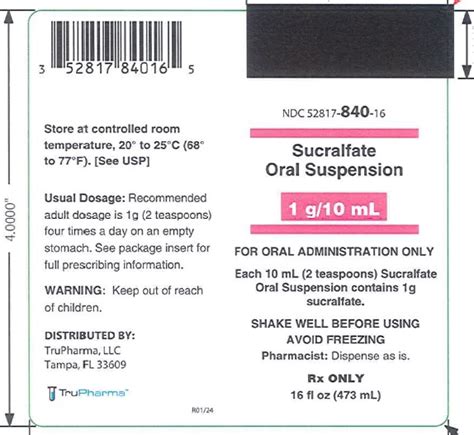 Dailymed Sucralfate Sucralfate Oral Suspension