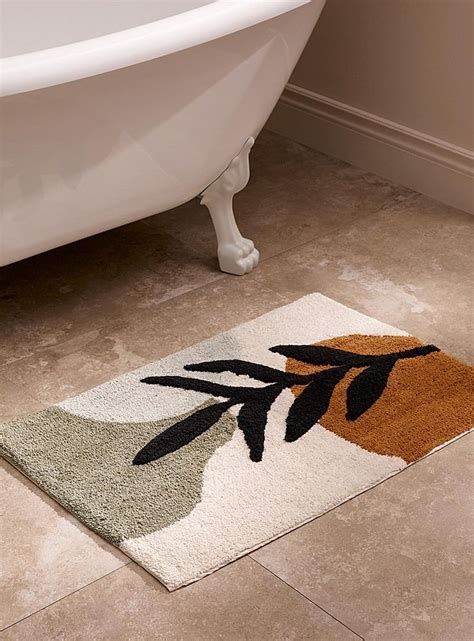 Contrasting Leaf Bath Mat 50 X 80 Cm Cotton Bath Mats Mid Mod