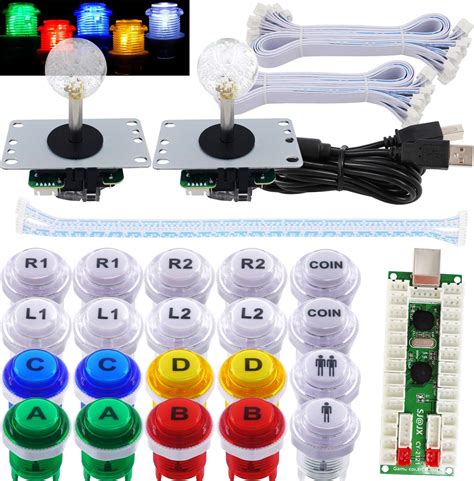 Amazon Com SJ JX 2 Player Arcade Game LED DIY Kit LED Button Zero Delay USB Encoder Mechanical