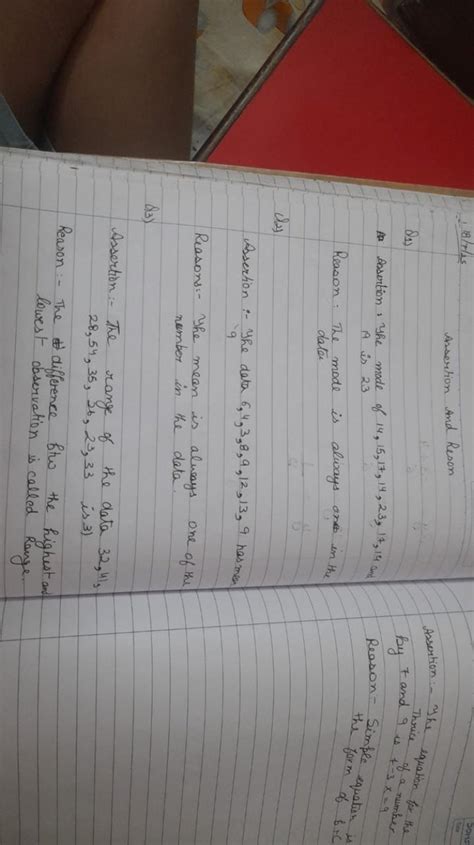 Assertion And Reason Questions 1 Assertion The Mode Of 14 15 17 14